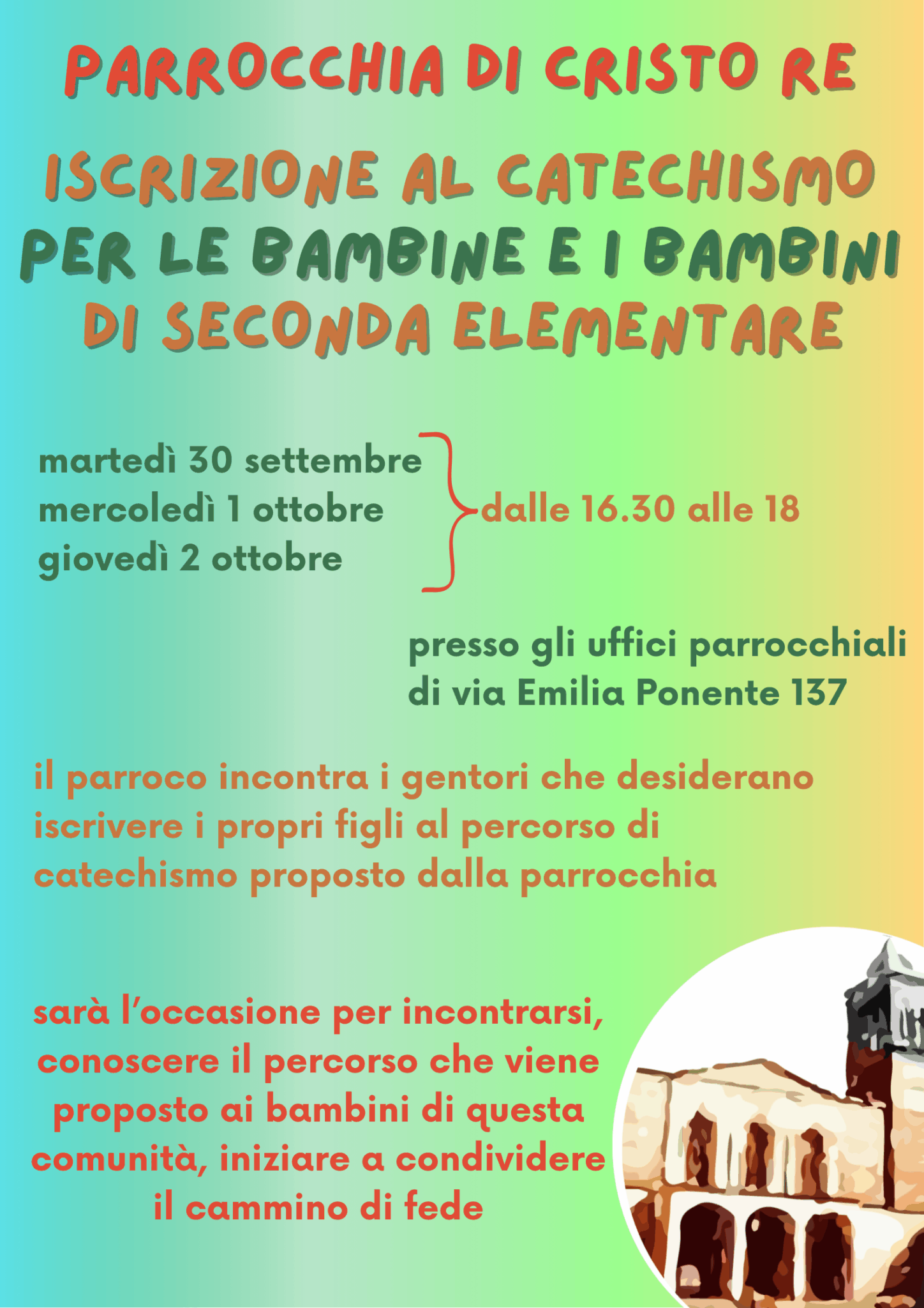 ISCRIZIONI AL CATECHISMO 2025 | Parrocchia di Cristo Re